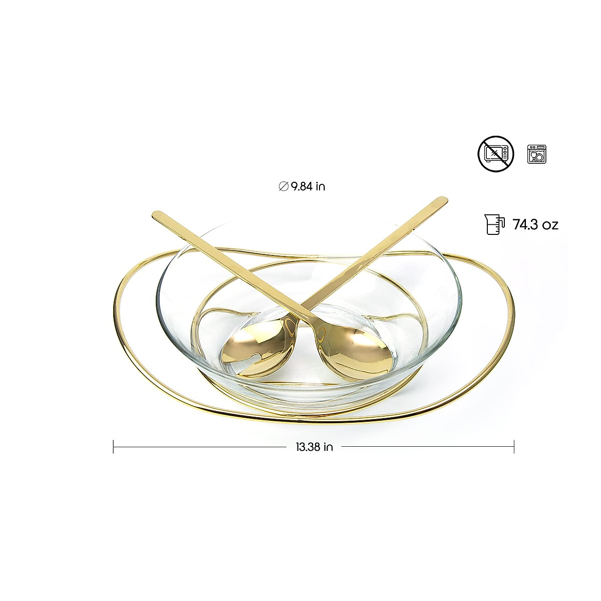 Rigeli Regent 18/10 CONTEMPO Chromeplated 9.8”inch 25cm Salad Bowl with Stainless Steel Servers Salad Bowls, Big Salad Bowls with Perfect for Fruits, Vegetable or Salads (Gold)