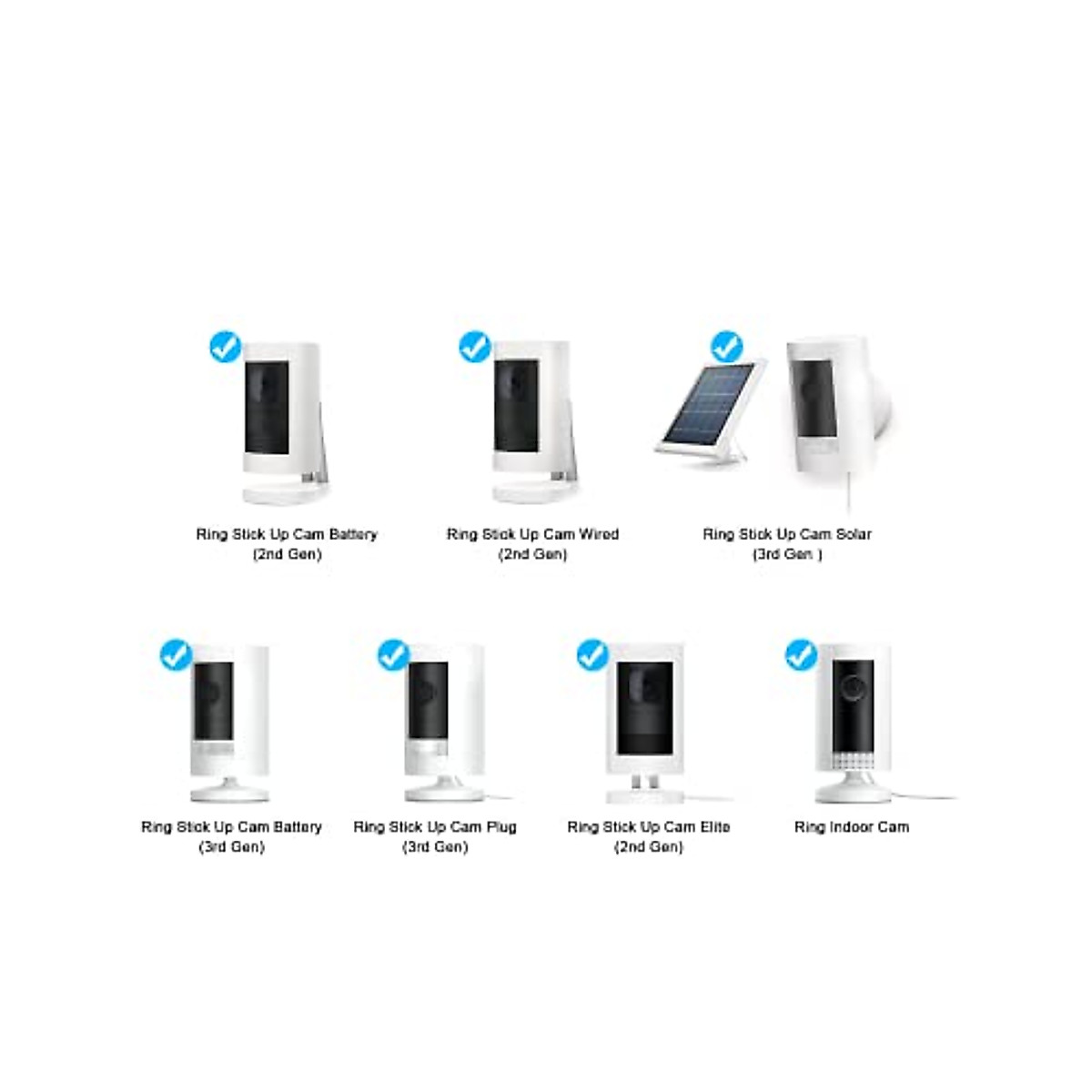 2 Pack Adjustable Security Wall Mount for Ring Camera&Stick Up Cam Battery,Indoor Outdoor Mount Bracket for Arlo HD/2/3/4,Ceiling Mount Kit for Plug-in HD Security Cam,VHB Adhesive or Screw,No Drill