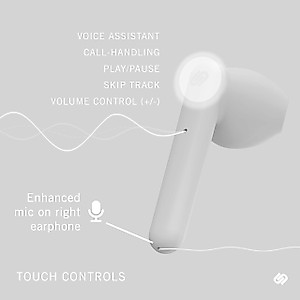 Urbanista Stockholm True Wireless Earbuds 14H Playtime Bluetooth 5.0 with Charging Case, Touch Controls & Dual Mic Earphones Compatible with Android and iOS - White