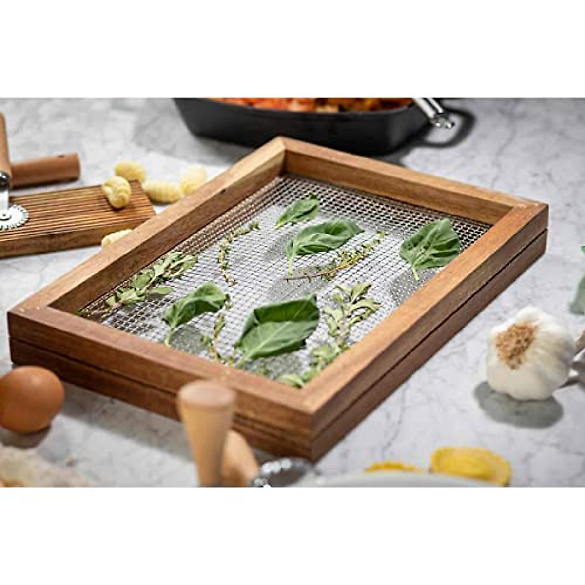 Tablecraft 11088 Herb Drying Rack, Natural, 13.75-inch Length, Acacia Wood