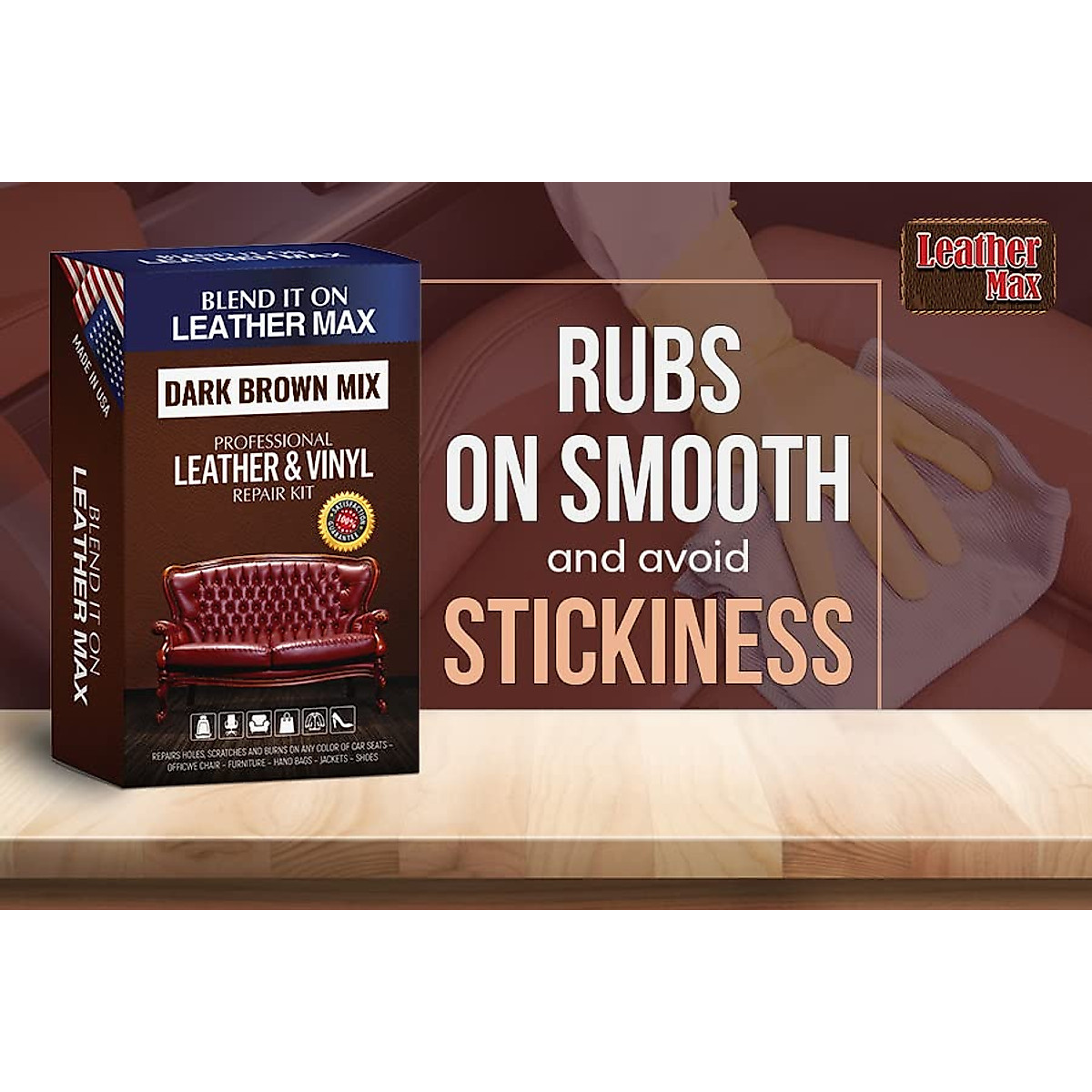 Leather Max Quick Blend Refinish and Repair Kit, Restore, Recolor & Repair / 3 Color Shades to Blend with/Leather Vinyl Bonded (Dark Brown Mix)