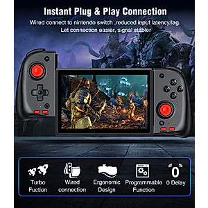 Kydlan Programmable Switch Controller Joycon for Nintendo Switch Joycon with Turbo, Motion Function, Replacement for Nintendo Switch Controller Joycon, Big Grip Switch Remote for Joycon