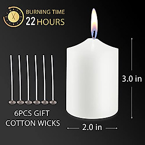 2x3 Inch White Pillar Candles, 12 Packs Unscented Dripless Cylinder Candles for Home, Wedding, Party, Dinner Table, 22 Hour Burn