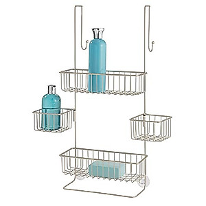 iDesign The Metalo Collection Over-The-Door Hanging Shower Caddy Organizer, 22.7" x 10.5" x 8.2", Satin