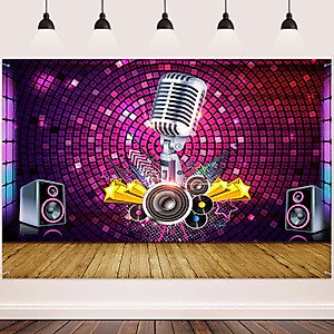 MEETSIOY 10x7ft Karaoke Photography Backdrop Wood Floor Microphone Sound Background Themed Party Photo Booth Backdrop BJMYMT112