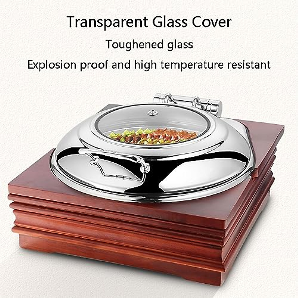 ASSYA Electric Buffet Server Chafing Dish Buffet Set Dishes Buffet Servers Round Food Warmer Food Grade Stainless Steel Material Safe to Use,Stainless Steel,B