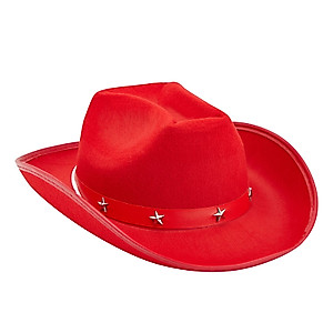 Zodaca Felt Red Cowgirl Hat for Women and Men, Costume Accessories (14.8 x 10.6 x 5.9 Inches)