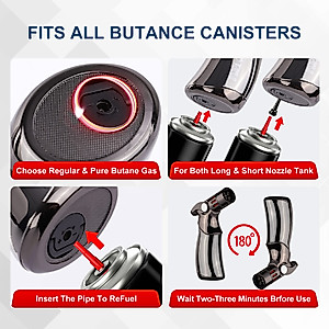 Butane Torch, Premium 4 Flame Big Kitchen Torch Lighters with Adjustable Refillable Multipurpose Culinary Blow Torch for Creme Brulee, Baking, BBQ (Butane Gas Not Included)