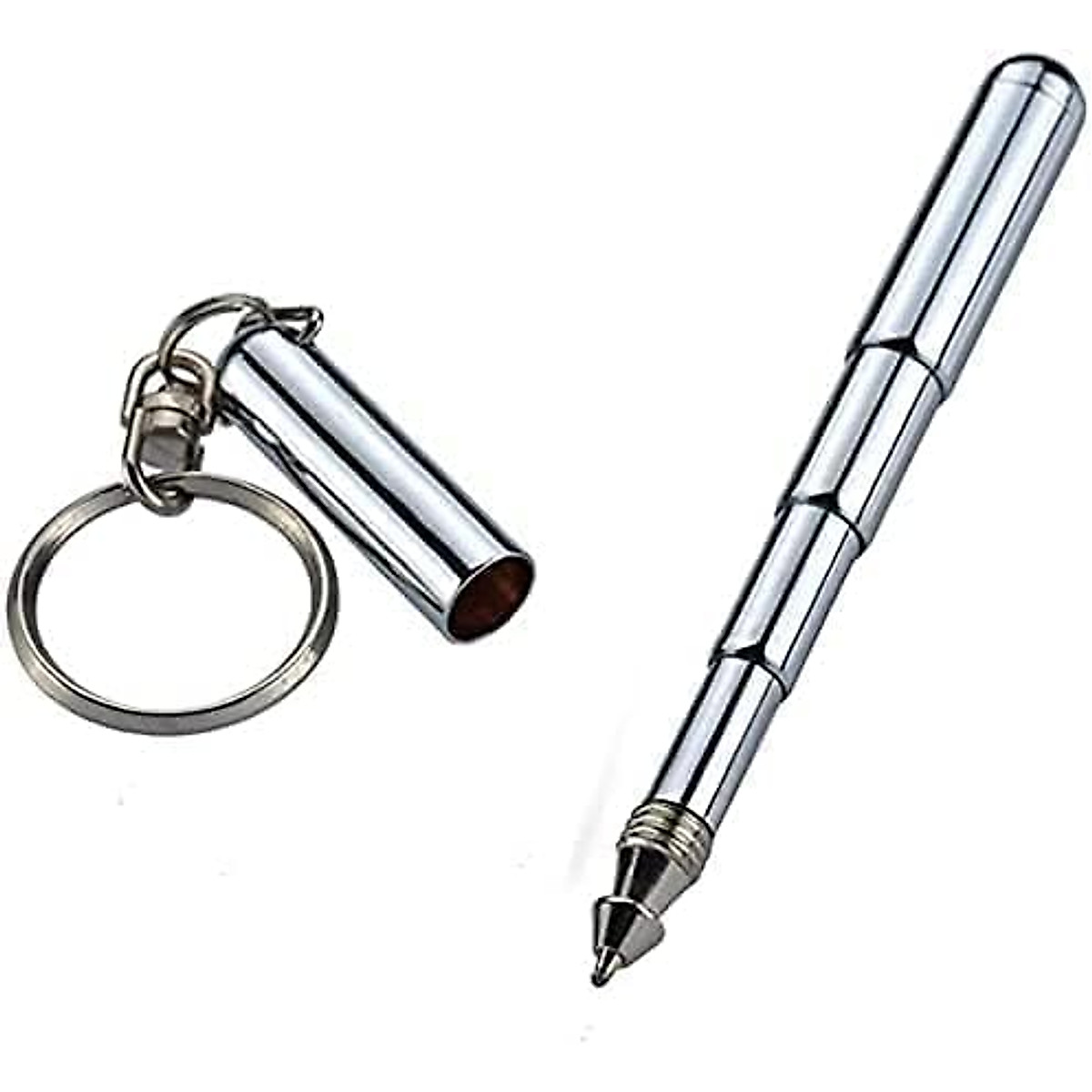 BWESOO 2Pcs Retractable mini pen made of stainless steel Metal Tool Pen Retractable pocket pen keychain Dad gadgets, birthday, Christmas for Students, Office Staff, Construction Workers Car Keychains