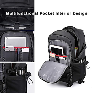 AOPMGOE AOKING 21″Water Resistant Rolling Wheeled Backpack Laptop Compartment Bag (Black)