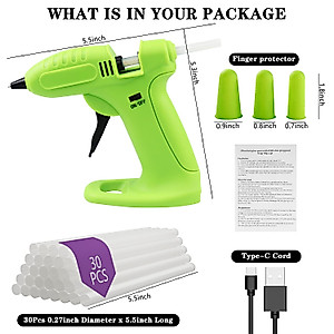 Cordless Hot Glue Gun, Glue Gun Cordless & Rechargeable, Cordless Gun Glue, USB Glue Gun with 30 Glue Gun Sticks & Battery Operated & Charger Glue Guns Kit for Crafts DIY Arts Home Repairs