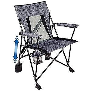 Kijaro Rok-it, Rocking Camp Chair - Enjoy The Outdoors with a Rocker Camp Chair - Multipurpose Portable Rocking Chair, Folding Chair, Lawn Chair, and Sports Chair - Hallett Peak Gray