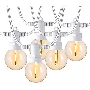 WOOLZ 50FT Led Outdoor Patio Lights with 24+1(Spare) 1W Dimmable Shatterproof G40 Bulbs, Waterproof Outdoor String Lights for Garden, Bistro, Cafe, Pergola and Porch.