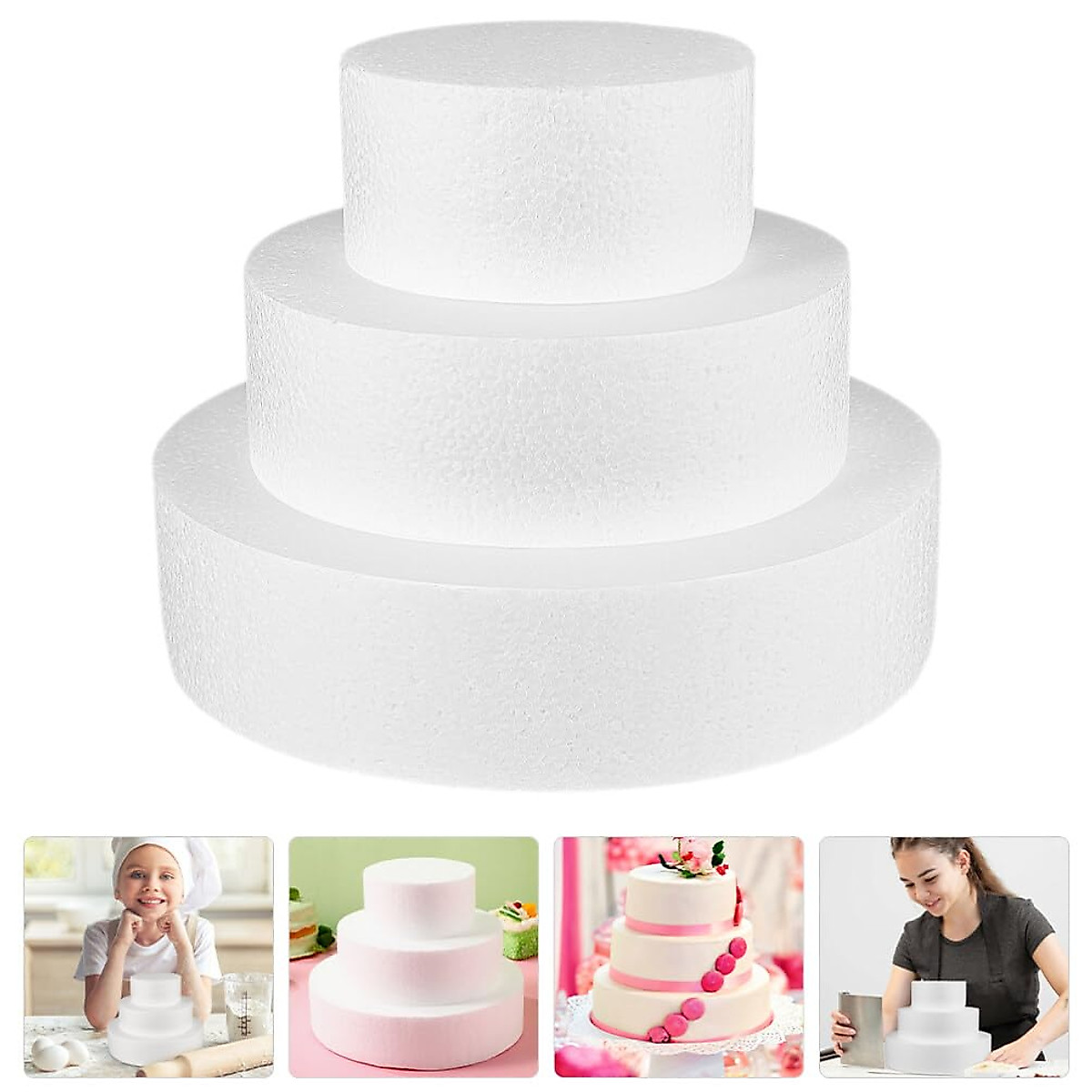 3pcs Prosthetic Foam Cake Model Cupcake Dummies Foams Cake Model Simulated Dummy Cake Baking Cake Dummies Cake Prop Cake Model Diy Cake Model Cake Dummy 7c Prosthesis Wedding White