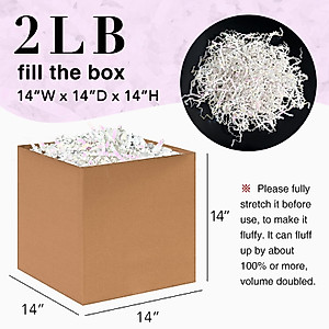 Corlcol 2LB Crinkle Cut Paper Shred Filler for Bag Gift Box Basket Confetti Paper Shreded Stuffing Decoration for Valentine's Day Holiday Party (Diamond White)