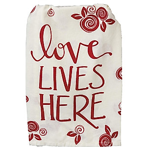2 Piece Valentine Themed Towel Bundle - Sentiments Read Love Lives Here and Love Is Being Stupid Together