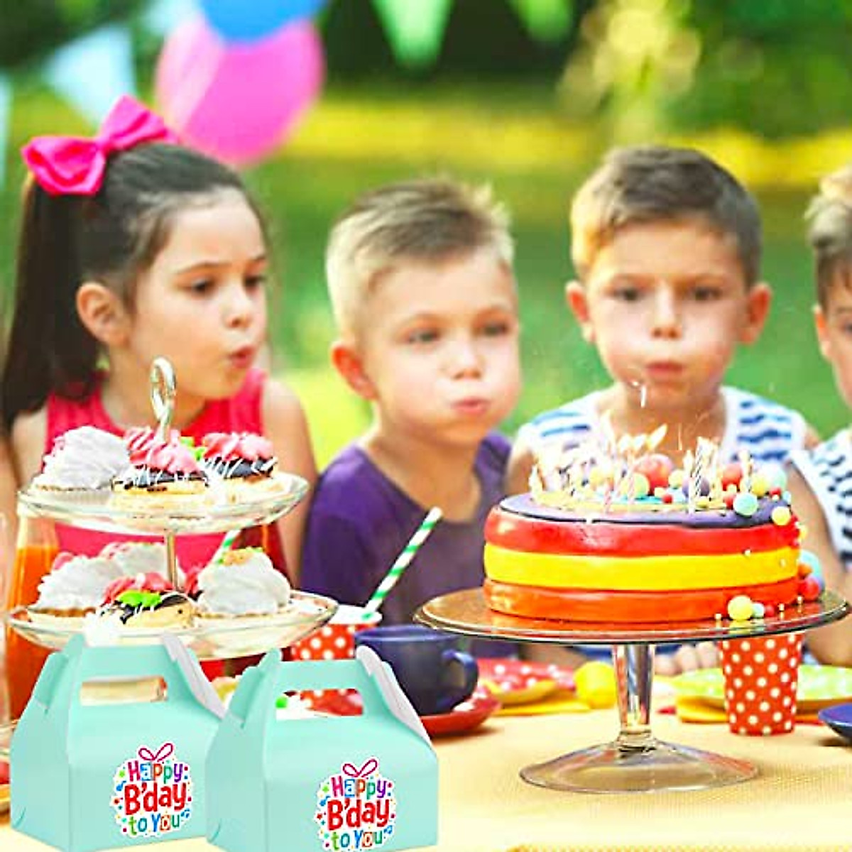 30 Pcs Gable Treat Boxes, Small Goodie Boxes Red Party Favor Boxes Cardboard Kraft Paper Gift Box Dessert Candy Cookie Boxes for Birthday Baby Shower Mothers Day Party Favors, 4.5 x 3.1 x 5.1" (Blue)