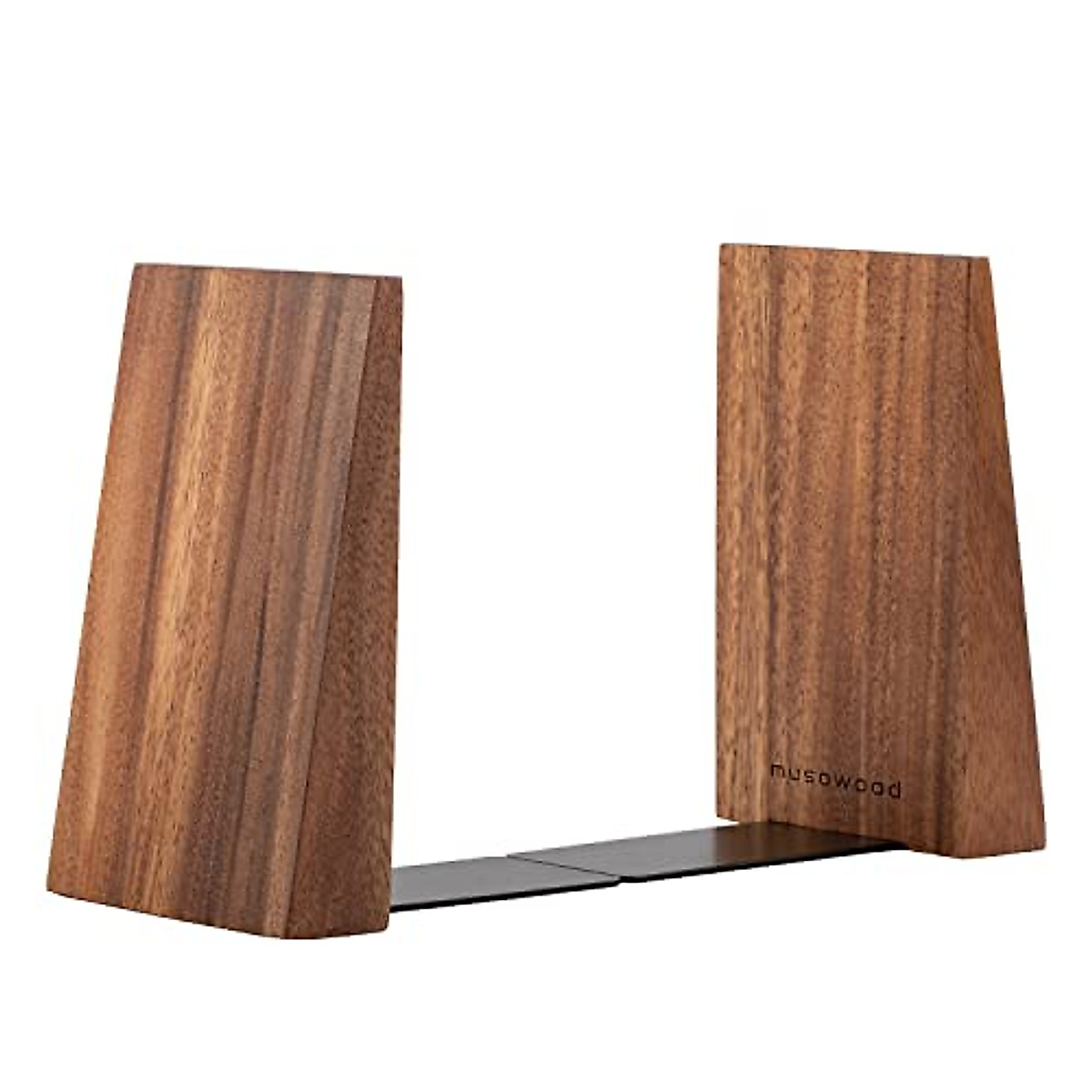 Muso Wood Book Ends, Thickened Wooden Bookends for Heavy Books, Creative Decorative Bookends for Shelves, Non-Skid Book Ends, Handmade Acacia Wood Bookends