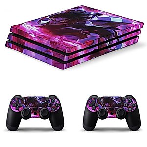OUFGBCX Anime Boy Kamado Tanjiro PS4 Pro Controller and Console Skin Sticker Protective Cover Wireless/Wired Gamepad Full Body Vinyl Decal Skin, white-style, for