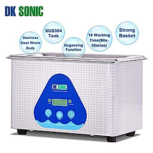 DK SONIC 42KHz Sonic Cleaner with Digital Timer and Basket for Jewelry, Ring, Eyeglasses, Denture, Watchband, Coins, Small Metal Parts, Daily Necessaries, etc (900ML, 110V)