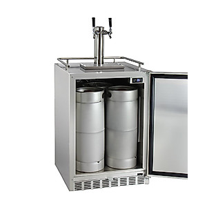 Kegco Kegerator 24" Wide Dual Tap Stainless Steel Undercounter Beer Dispenser HK38SSU-2