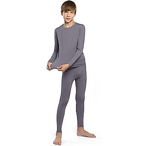 ViCherub Thermal Underwear Set for Boys Long Johns Fleece Lined Kids Base Layer Thermals Sets Boy Grey M
