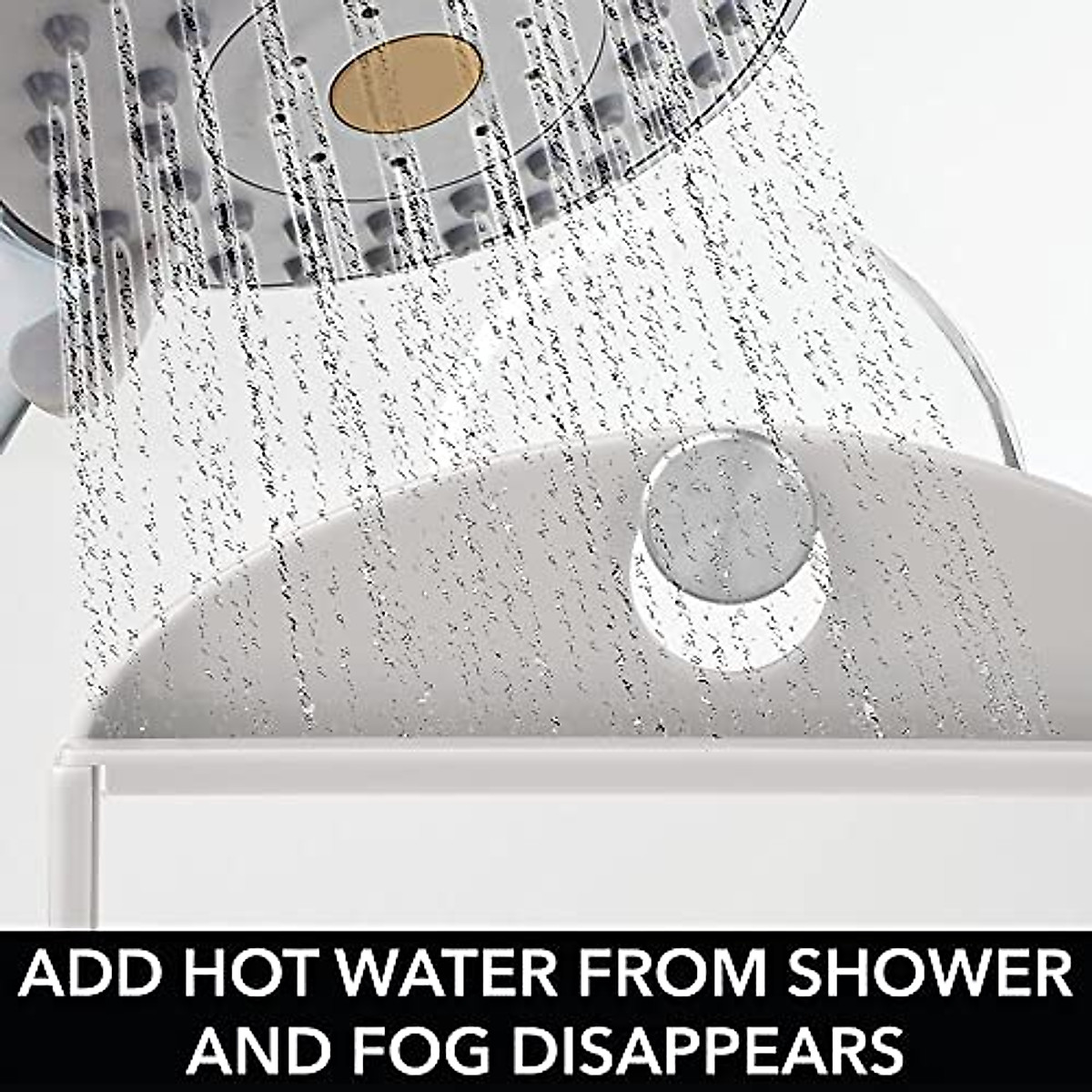 mDesign Bathroom Shower Suction Fog Away Shaving Mirror - Light Gray/Brushed