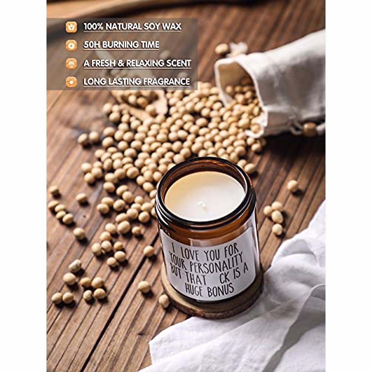 Funny Gifts for Boyfriend Husband, I Love You for Your Personality Scented Candle, Unique Rude Birthday Anniversary Father's Day Gift Valentine's Day Gift for Husband Boyfriend Him Fiance Men