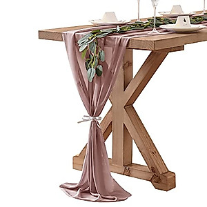 Socomi 10ft Dusty Rose Chiffon Table Runner 29x120 Inches Wedding Runner Sheer Bridal Shower Decorations