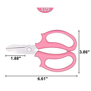 RUNGANG Floral Shears, Premium Stainless Steel Garden Pruning Shears Floral Fruits Leaf Scissors, Comfortable Hand Pruner Snip Trimming Tool for Gardening Flower Arrangement - Pink