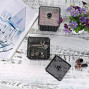 Hipiwe 4 Packs Cotton Swab Ball Pad Holder - Acrylic Apothecary Jar Dispenser Cotton Balls Canister Jar with Lid, Bathroom Storage Organizer for Q-Tips, Makeup Sponges