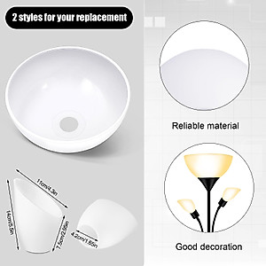 Hortsun Replacement Lamp Shade 4 Pcs White Replacement Plastic Lampshade 2 Pack 1.65" Fitter 10" Diameter Bowl Shape 2 Pack 1.97" Bottom Size Horseshoe Shape for LED Torchiere Floor Lamps Upright