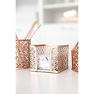 BLU MONACO 6 Piece Rose Gold Desk Organizer Set - Desk Sets- Office Set- Rose Gold Desk Accessories - Desktop Organization