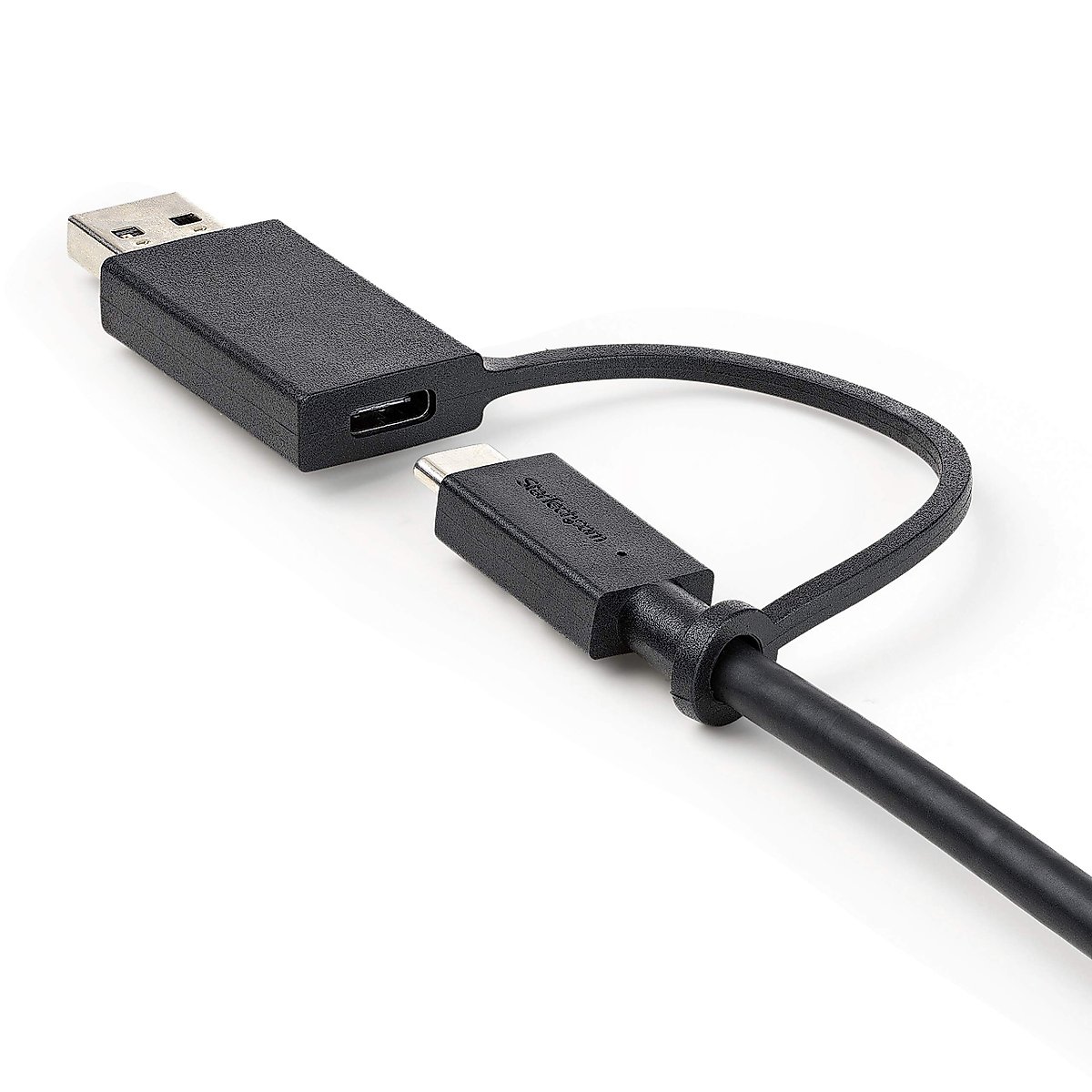 StarTech.com 3ft (1m) USB-C Cable with USB-A Adapter Dongle - Hybrid 2-in-1 USB C Cable w/USB-A - USB-C to USB-C (10Gbps/100W PD), USB-A to USB-C (5Gbps) - Ideal for Hybrid Docking Station (USBCCADP)