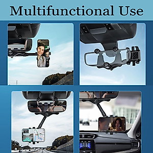 360°Rotatable and Retractable Car Phone Holder Car Rearview Mirror Bracket,Multifunctional Adjustable Universal Phone Holder,Universal Phone GPS Holder Phone Mount Holder for All Smartphones and Car