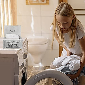 MINCORD Dryer Sheet Holder, Wooden Dryer Sheet Dispenser with Hinged Lid for Fabric Softener Sheets, Rustic Dryer Sheet Container Storage Box, Farmhouse Laundry Sheet Dispenser for Laundry Room Decor