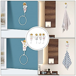 FOMIYES 4Pcs Astronaut Shape Storage Hooks Wall Mounted Coat Hooks Resin Self- Adhesive Towel Keys Hanger for Room Entryway Bathroom