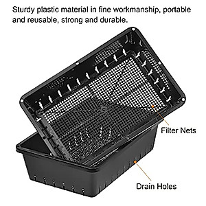 MECCANIXITY Garden Growing Trays Plastic Recyclable Plant Nursery Sprout Tray with Drain Holes, Black Pack of 10