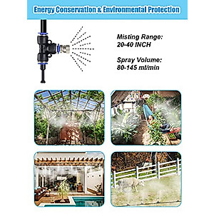 Tesmotor Misting System for Outside Patio, 59FT Misting Line + 21 Brass Nozzle Outdoor Misters for Cooling, Misting System for Patio Garden Lawn Pool Umbrella Trampoline