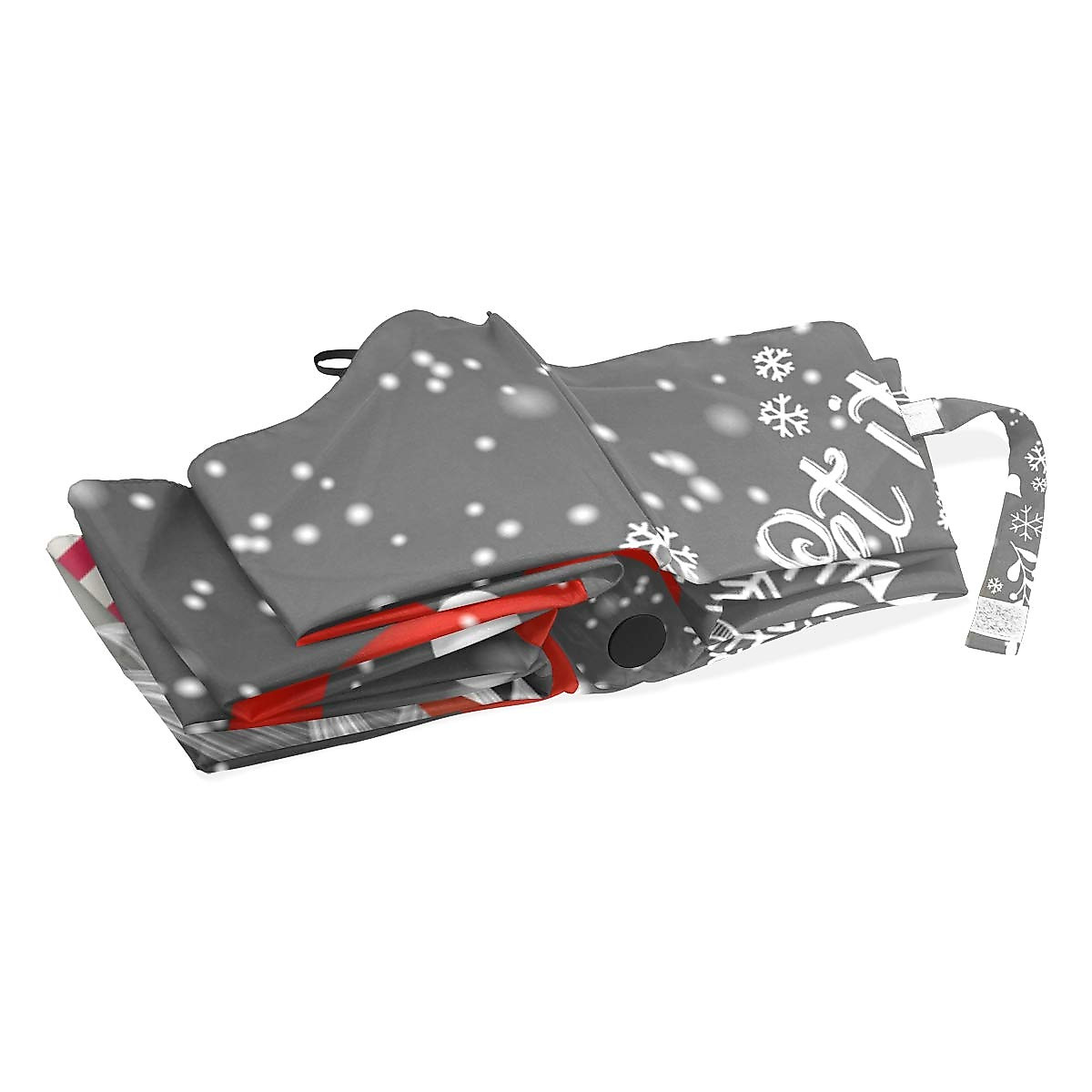 AHOMY Auto Open Close Umbrella, Christmas Gnome Candles Snowflake Gift Boxes Folding Travel Umbrellas for Rain and Sun