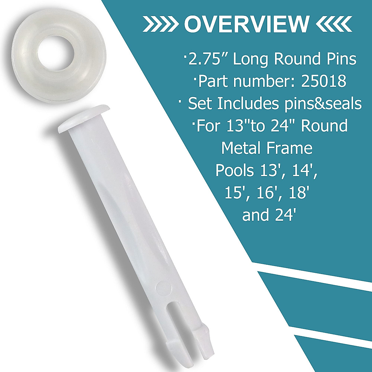 Vypart 2.75in 25018 Joint Pin & Seal fit for Intex 13' - 24' Round Metal Frame Pools,Pack of 24