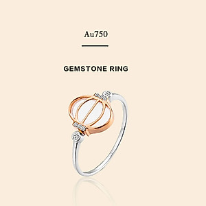KnBoB Women Hollow Lantern Round Shape 0.088ct Sapphire Ring 18K Rose Gold & 18K White Gold Promise Wedding Engagement Bridal Anniversary Ring Size 6.5