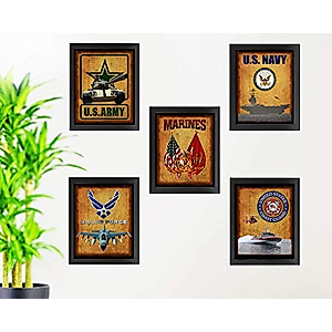Military 5 Pack Patriotic Tribute to All 5 Branches - Wall Art - 8" X 10" - Unframed - Makes People Stop in Respect (Military 5 Pack 8" X 10")