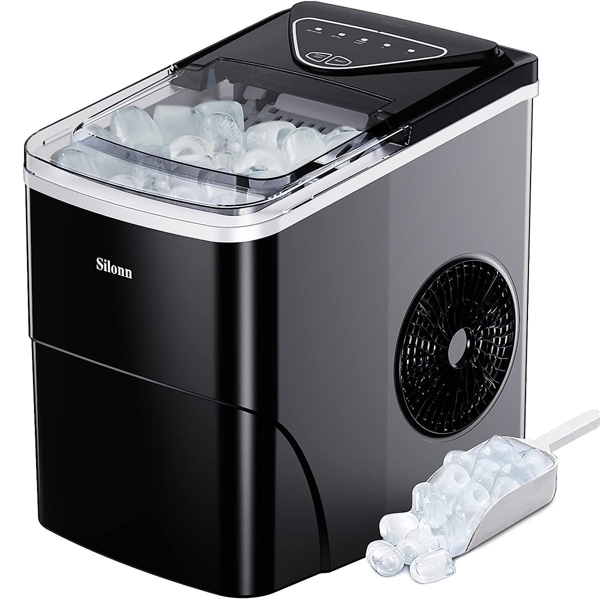 Silonn Ice Maker Countertop & Brita Water Filter Pitcher for Tap and Drinking Water with 1 Standard Filter, Lasts 2 Months, 6-Cup Capacity, BPA Free, White