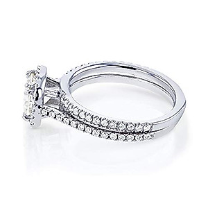 Kobelli Moissanite and Lab Grown Diamond Halo Bridal Rings Set 1 1/2 CTW in 14k White Gold (GH/VS, DEF/VS), 7
