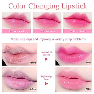 evpct 3Pcs Peach Strawberry Watermelon Mini Clear Color Change Changing PH Tinted Lip Gloss Balm Set for Women Girls Lip Oil Gloss Tint Stain Glaze Pack bulk labiales magicos brillos para labios