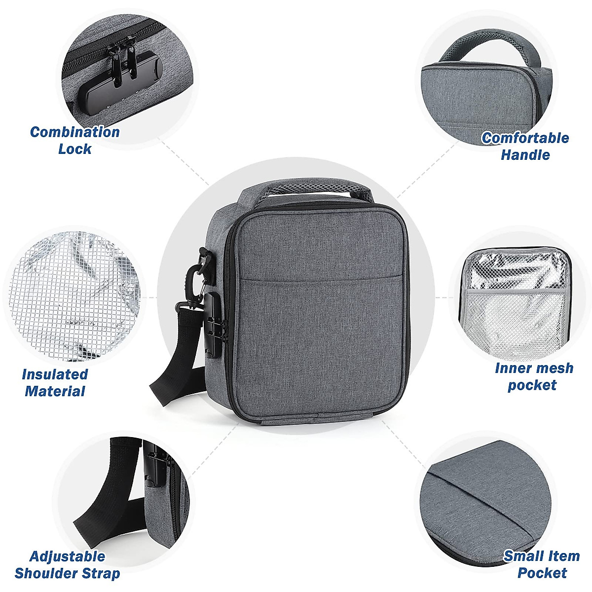 Lockable Lunch Box with Combination Lock，Insulated Lunch Bag and Large Natural Bamboo Decorative Storage Box Wooden Keepsake Box Great Gifts