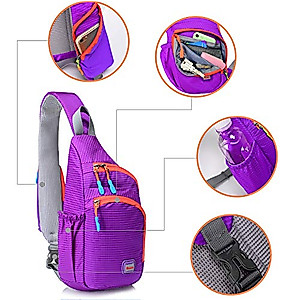 Lecxci Outdoor Chest Sling Bag Lightweight Waterproof Backpack for Unisex/Man/Women(M,purple)