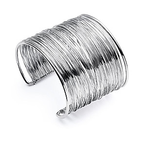 Pera Jewelry 14K Gold and Silver Filled Arm Band Cuff Bracelet, Minimalist Simple Swirl Open Wide Wire Bracelets, Adjustable Arm Bangle Bracelets, Open Cuff Bangle Bracelets with Gift Box