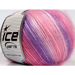 Ice Yarns Picasso 3 Pack - Pinks and Lilacs, Fuzzy with Subtle Sheen Worsted Weight, 3x125 Yards (3x115meters) 3x1.76 Ounces (3x50 Grams)